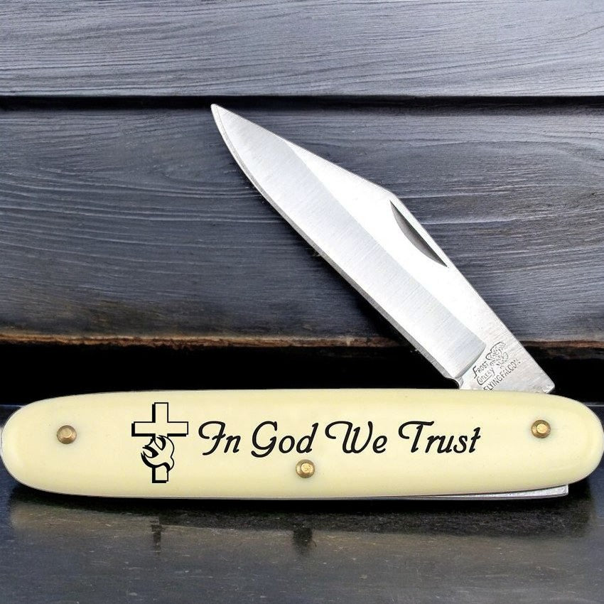 Frost NB6 In God We Trust Knife Folding Pocket Knife with Yellow Synth ...