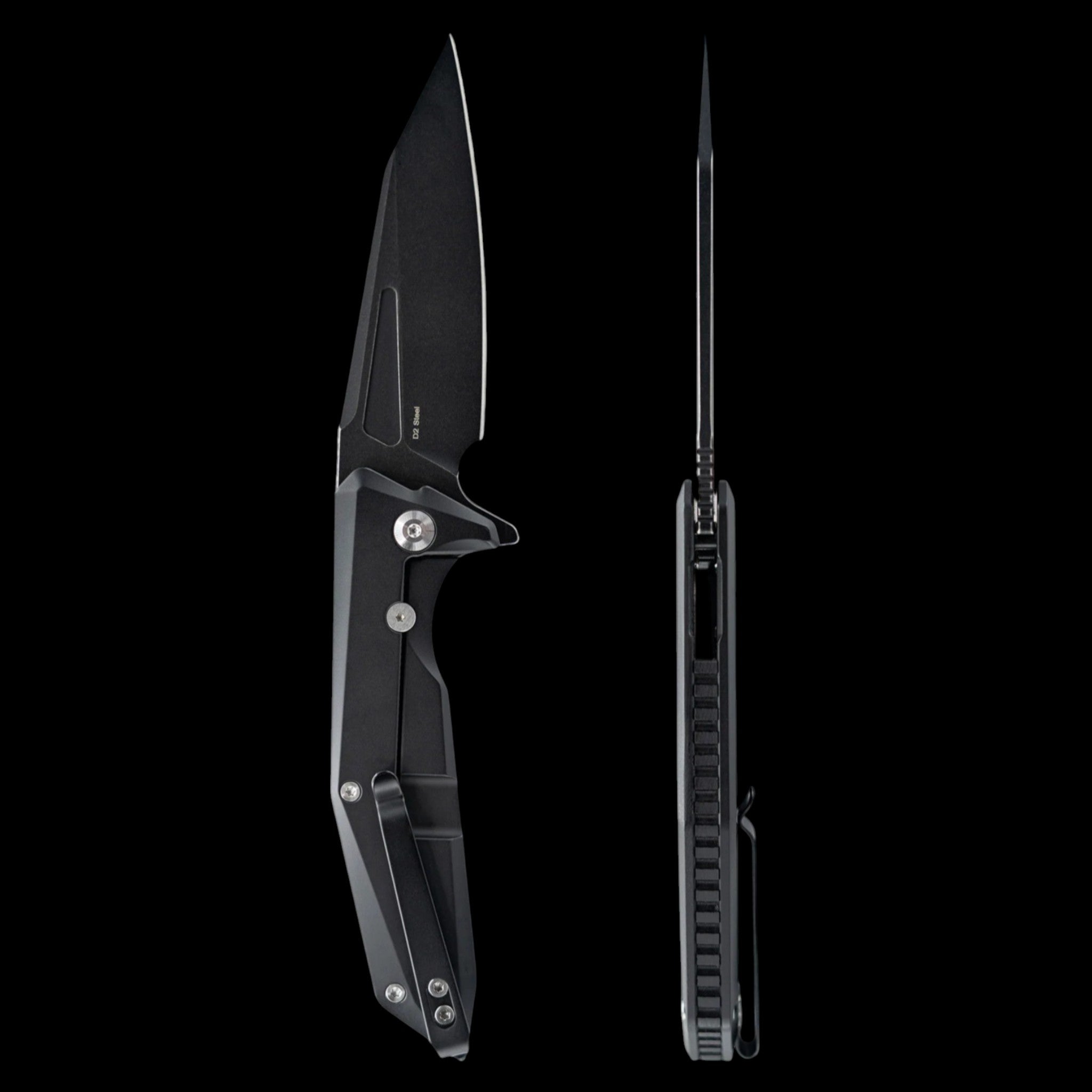 Skallywag Tactical Shadow Beard Frame Lock Flipper Knife 3.4" D2 Black ...